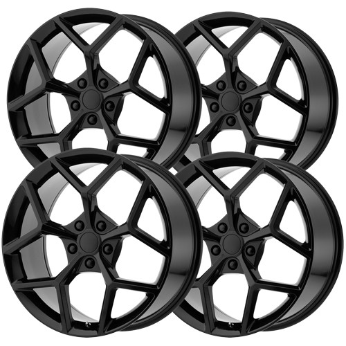 (Set of 4) Staggered-Replica 126GB Camaro Z28 20" 5x120 Gloss Black ...