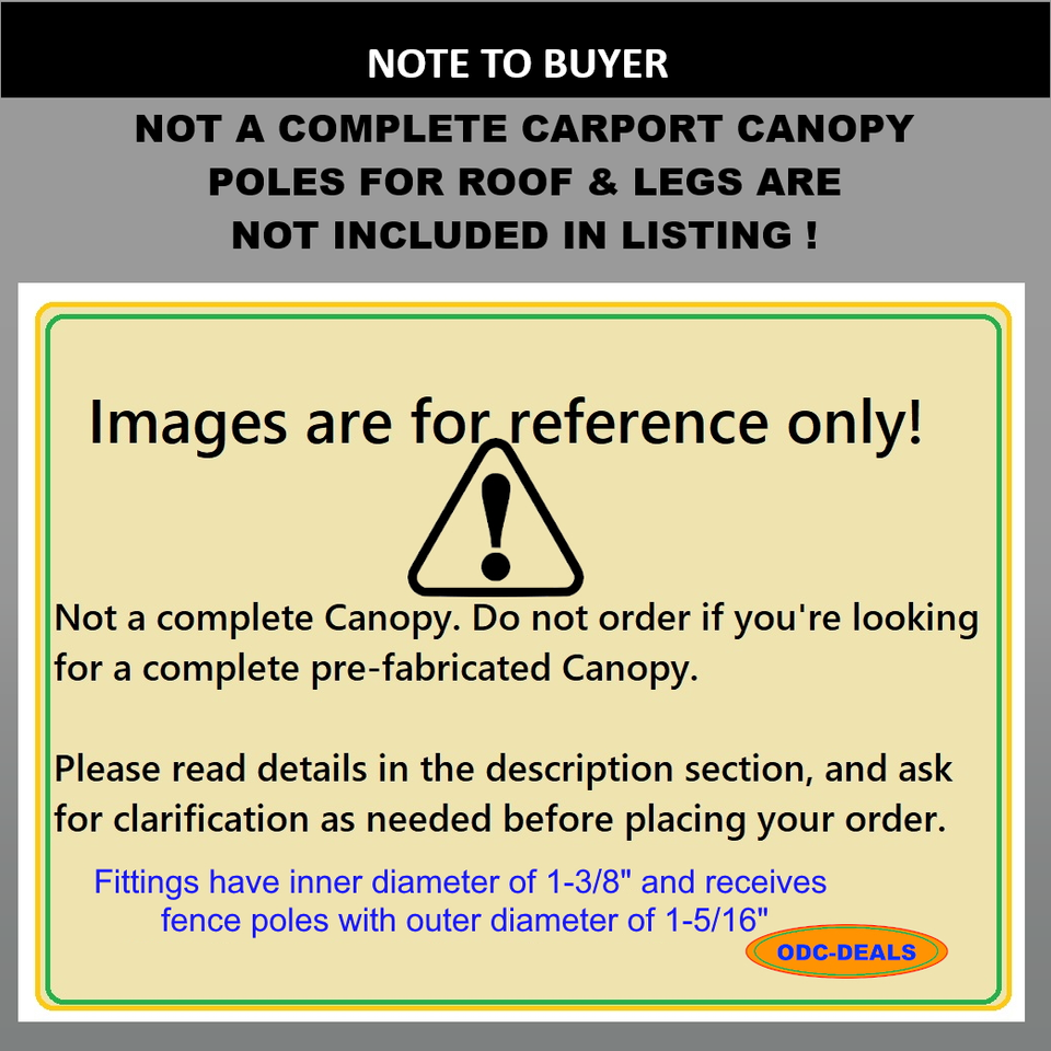 14x20' Carport Canopy Kit 1-3/8" ID +Tarp. Boat Garage Tent Shade no ...