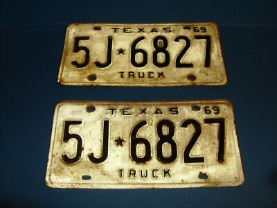 TEXAS LICENSE PLATES 1969 TRUCK PLATES IN ORIGINAL CONDITION. | eBay