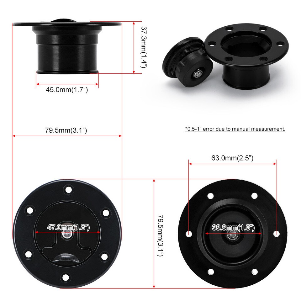 Aircraft Style Fuel Filler Neck Pop-Up Gas Tank Cap w/ 6 Hole Flush ...
