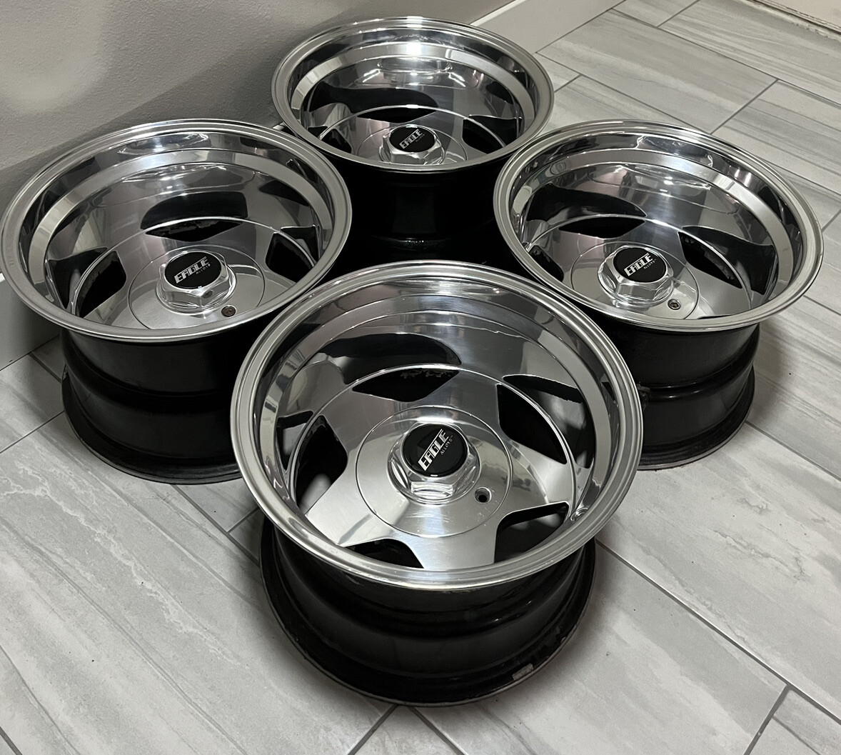 Eagle Alloy 028 5-Star Polished w/ Center Caps 15x10 5x5 & 5x5.5 Lug Pattern | Aluminum | 4 in ...