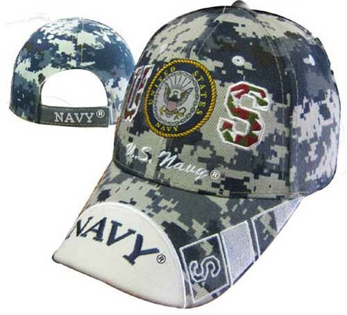 Official US Navy Licensed Navy Emblem w/ NAVY Bill Cap Digital Camo Hat ...