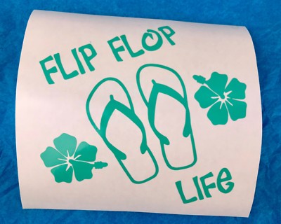 Flip Flop Life Hibiscus Green Vinyl Car Window Decal New Bumper Sticker ...