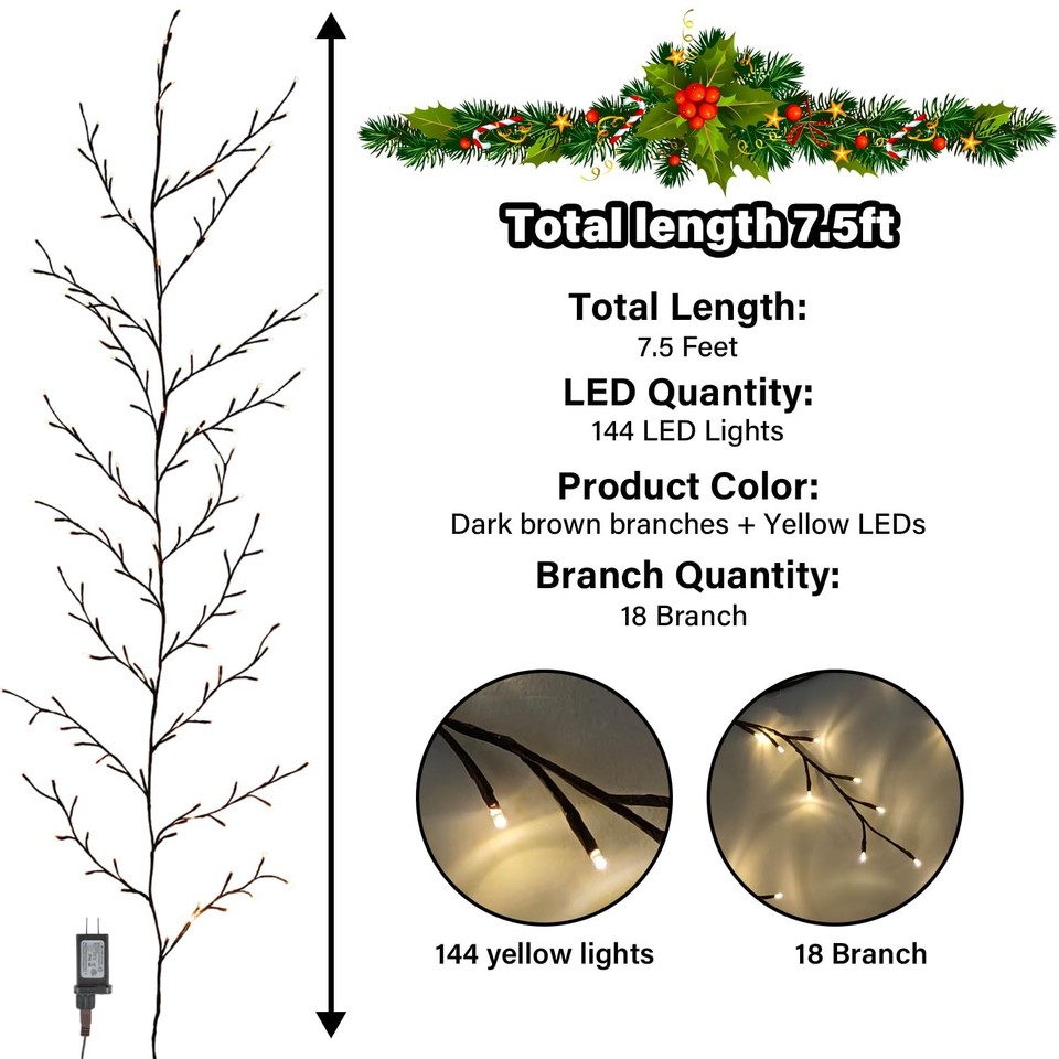 Enchanted Willow Vine Lights 7.5 Ft, Vine Light for Bedroom, 144 Led ...