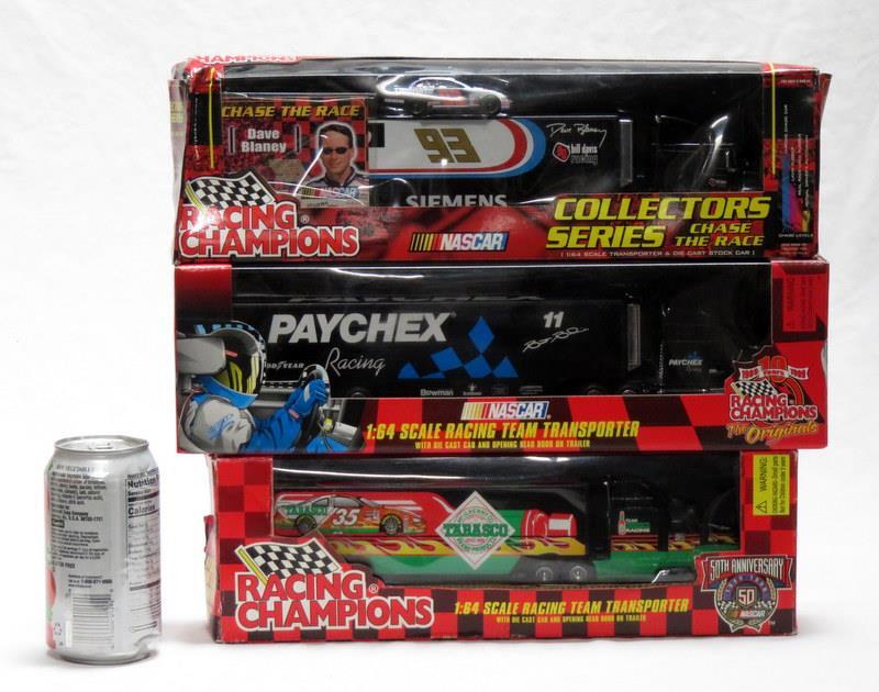 3 NASCAR Racing Champions The Race Transporters 1:64 Tabasco, Paychex ...
