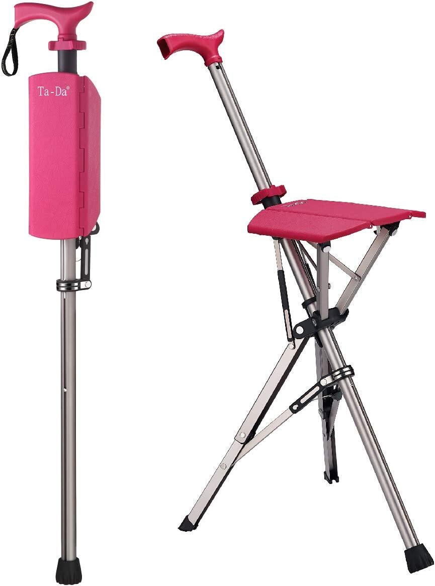 Aron Folding Aluminium Tripod Cane Chair Portable Walking Stick Ta-Da Red | eBay
