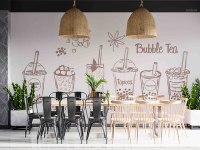 3D Bubble Milk Tea Shop Art Wall Murals Wallpaper Murals Wall Sticker ...