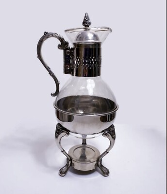 Vintage Glass Silver Tea / Coffee Server With Warmer 13 Inches | eBay