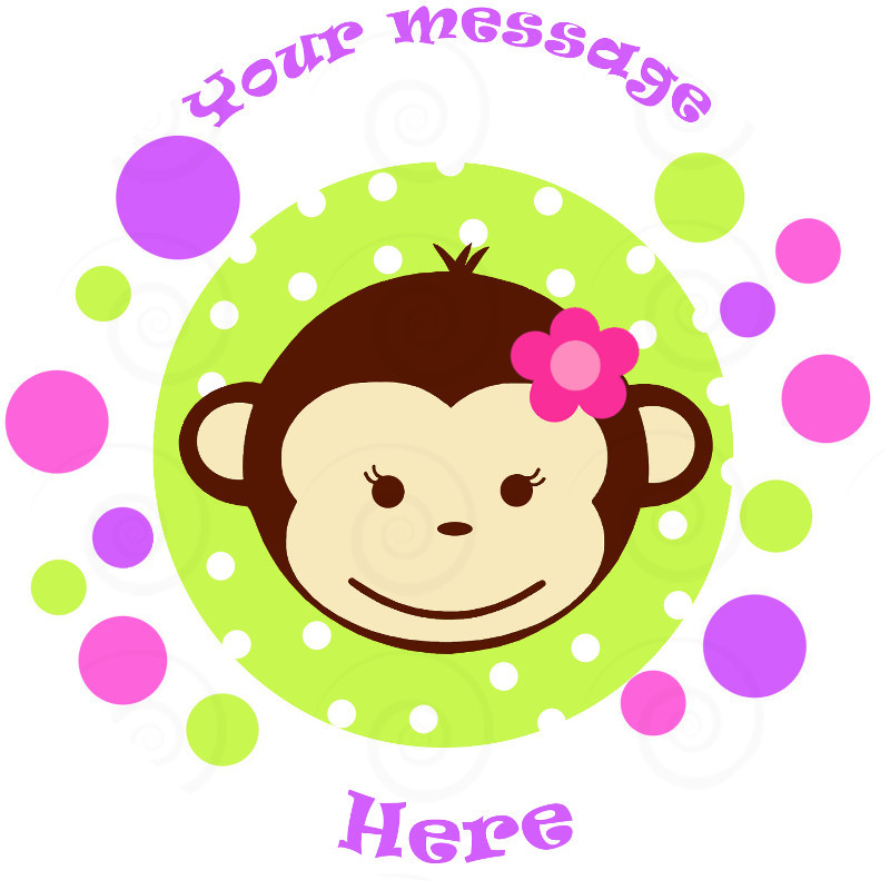Pink Mod Monkey Cake Topper Monkey Baby