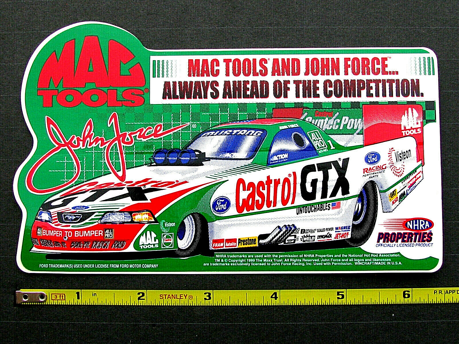 "JOHN FORCE / MAC TOOLS" Vtg 1999 Drag Racing Sticker * NHRA U.S ...