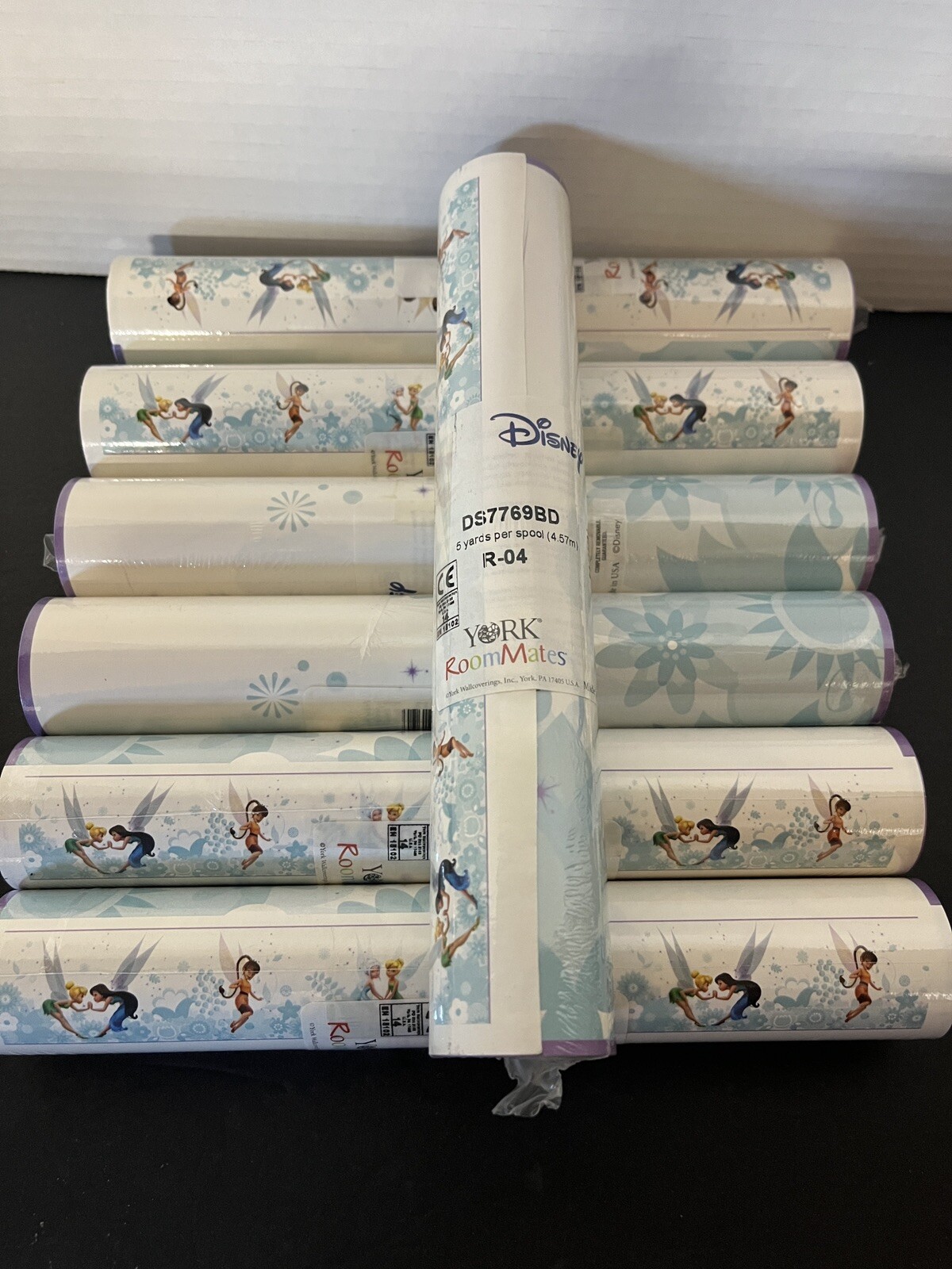 Aqua Disney Fairies with Tinker Bell on Sure Strip Wallpaper Border ...