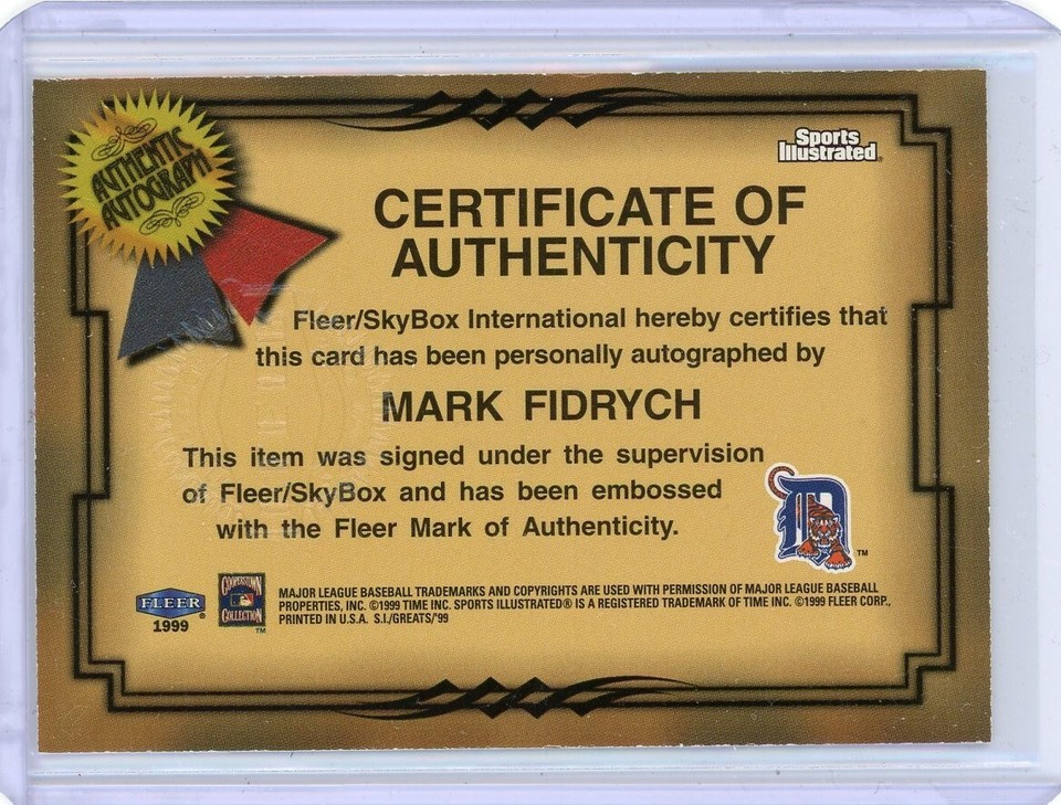 1999 Fleer Sports Illustrated Baseball Autograph Mark Fidrych | eBay