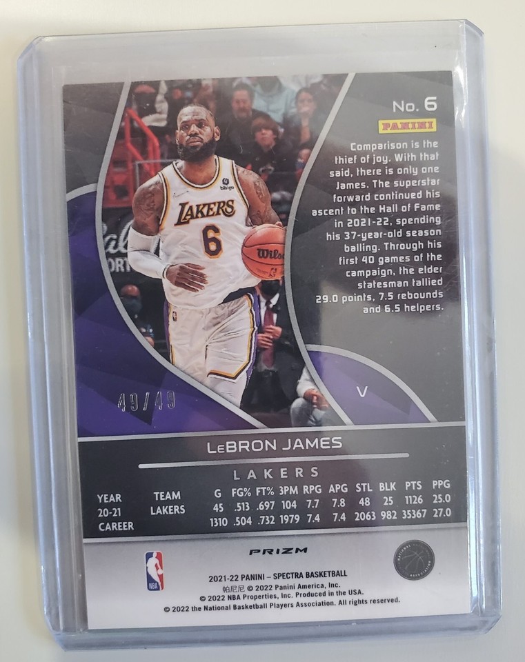 2021-22 Panini Spectra Lebron James #6 Asia Blue & Orange Prizm #d 49/ ...