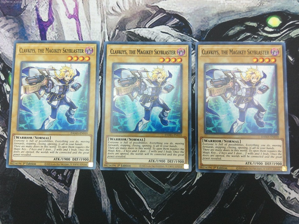 Yugioh! 3x Clavkiys, the Magikey Skyblast DAMA-EN010 Common 1st Ed MINT ...