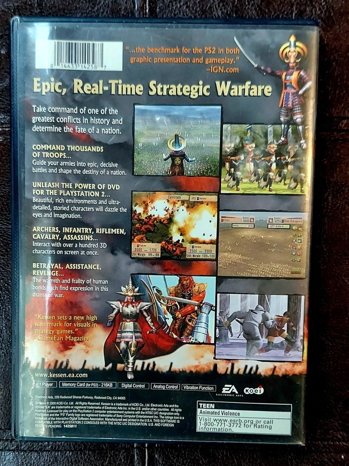 KESSEN PlayStation 2 PS2 Complete but missing front cover PLEASE READ ...