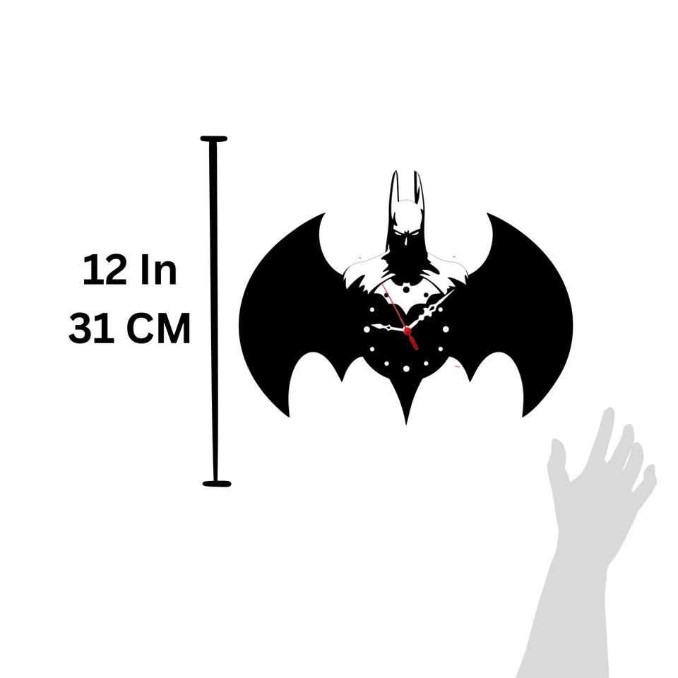 Wall Clock Bat Design 12” PlexiGlass Glossy Black Decorative Gift for ...