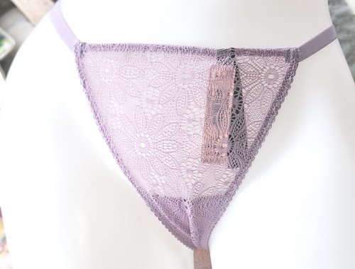Victorias secret S Rare Vintage Lace Thong Lavender Tiny Floral String Panty | eBay