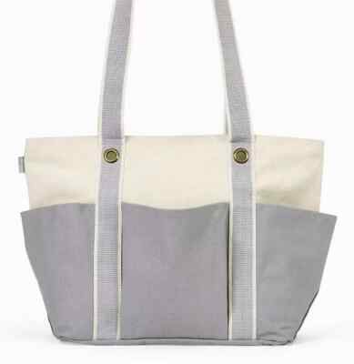 Thirty One Canvas Carryall Tote in Whisper Grey Colorblock - NEW! | eBay