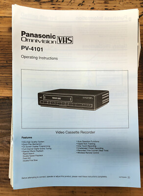 Panasonic PV-4101 VCR Owner / User Manual *Original* | eBay