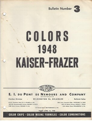 1948 KAISER FRAZER AND FRAZER MANHATTAN PAINT CHIPS | eBay
