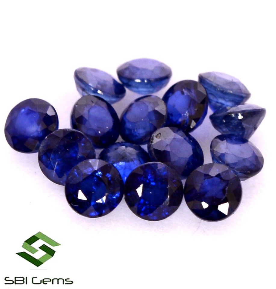 3.13 Cts Natural Blue Sapphire Round Cut 3.25 mm Lot 15 Pcs Loose ...