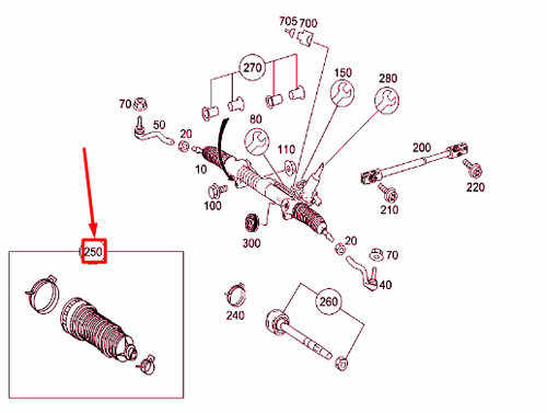 NEW MERCEDES-BENZ ML W164 STEERING RACK BOOT KIT A1644600096 OEM | eBay