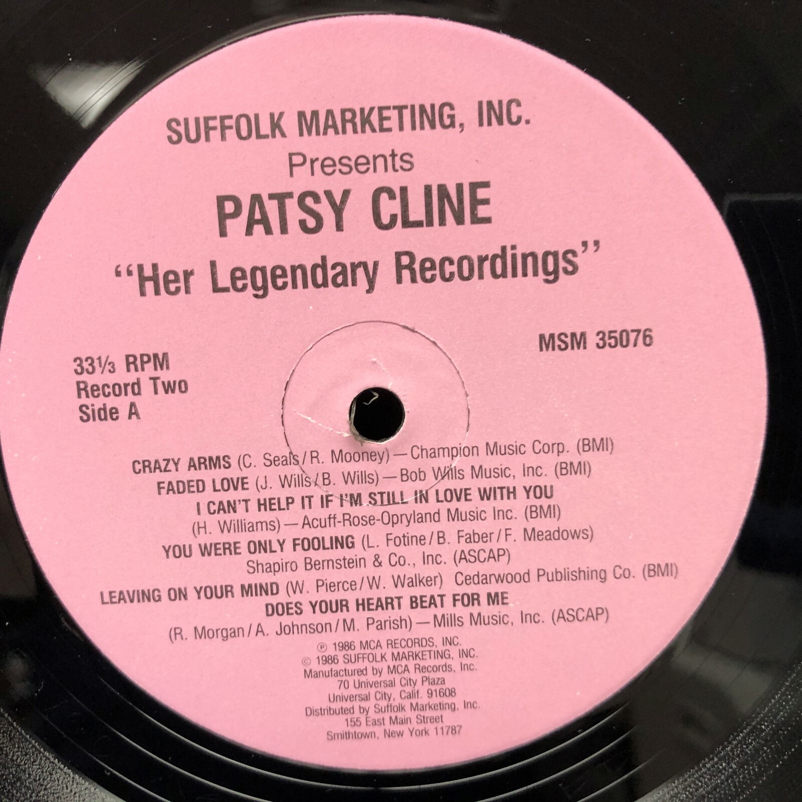 Patsy Cline Her Legendary Recordings Album No. 2 MCA MSM 35076 Country ...