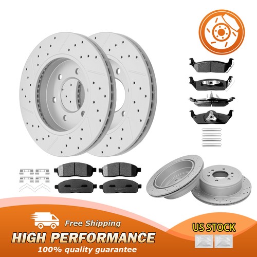 4X4 Front Rear Disc Rotors &Ceramic Brakes Pads for 2004-2008 Ford F ...
