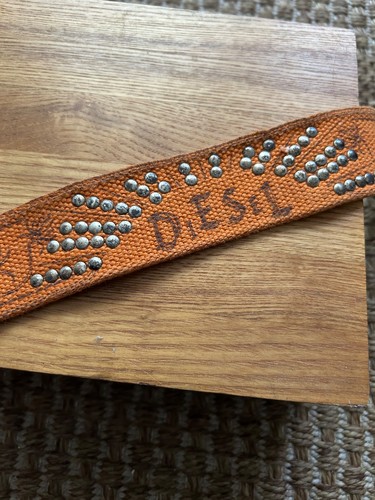 Diesel authentic made Italy orange studded logo cotton web military ...