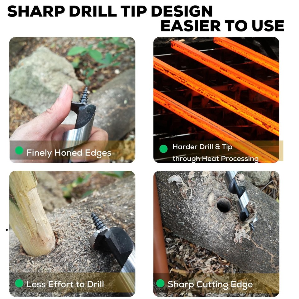 Hand Auger Wood Drill, Upgrade Welds Bushcraft Auger w/ Sharp Scottish ...