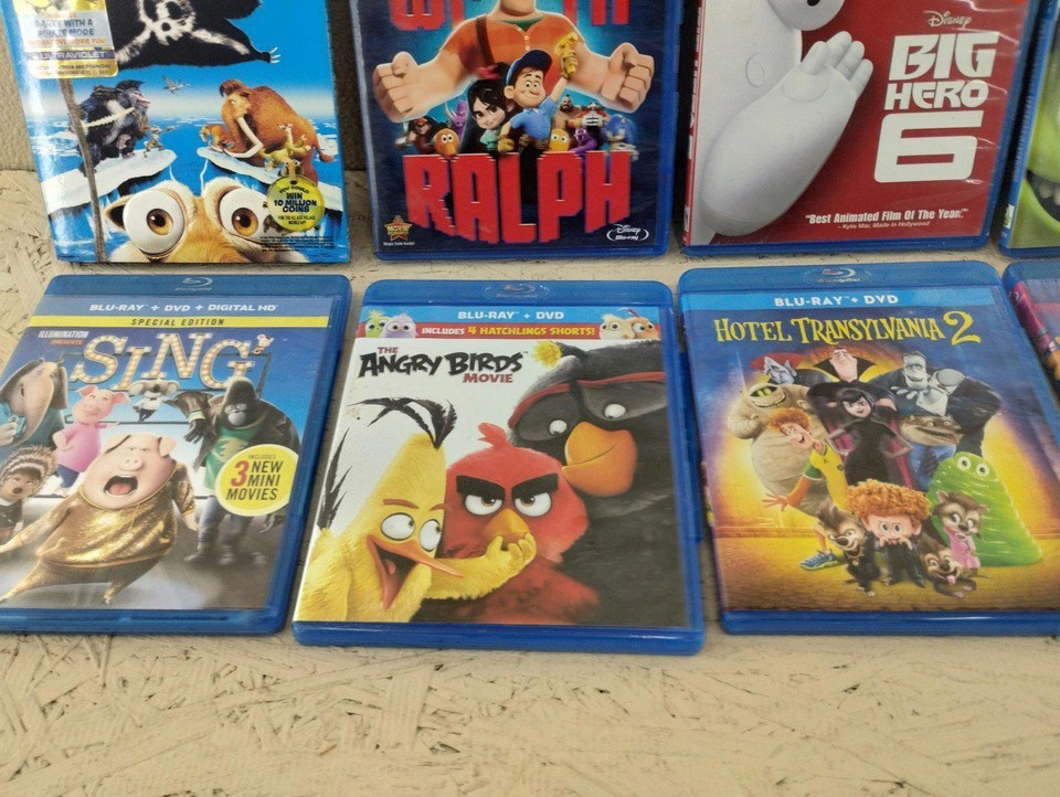 10 Kid Movie Blu-ray Bundle Lot Disney Big Hero 6 Wreck it Ralph ...