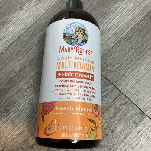 Liquid Morning Multivitamin + Hair Growth , Peach Mango, 30 fl oz (887 ...