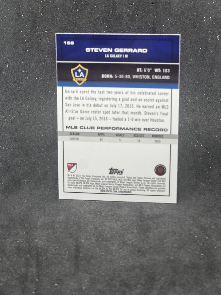 Steven Gerrard 2023 Topps Chrome MLS Pink Xfractor Flashbacks LA Galaxy ...