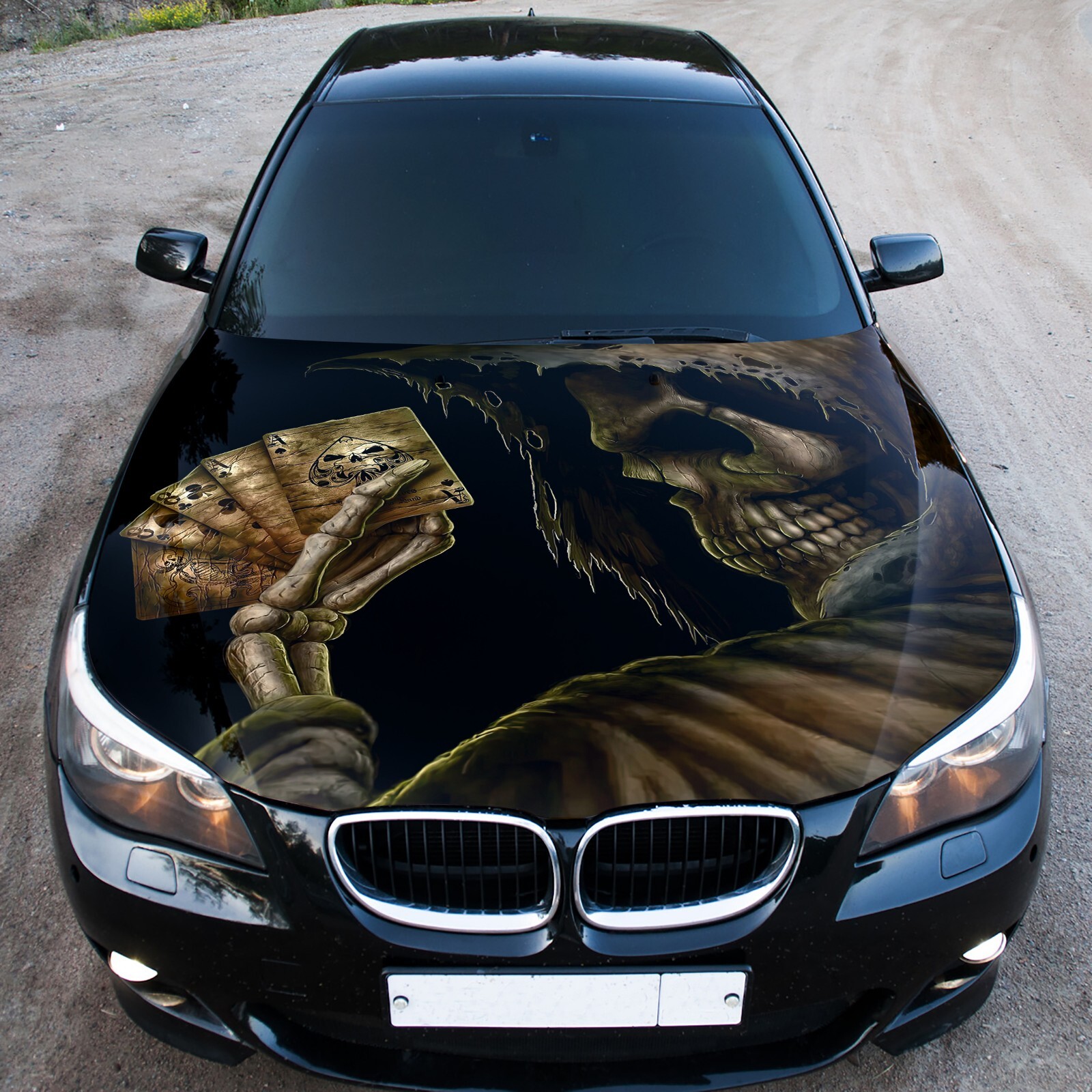 Death Skull Car Hood Wrap Decal Vinyl Sticker Full Color Graphic Fit ...