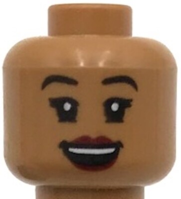 Lego New Medium Nougat Minifigure Head Dual Sided Female Black Eyebrows ...