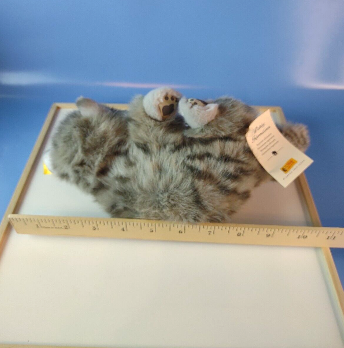 Steiff Plush Grey Tabby Kitten Cat Laying Down 070198 Lap Kitty w Tags ...