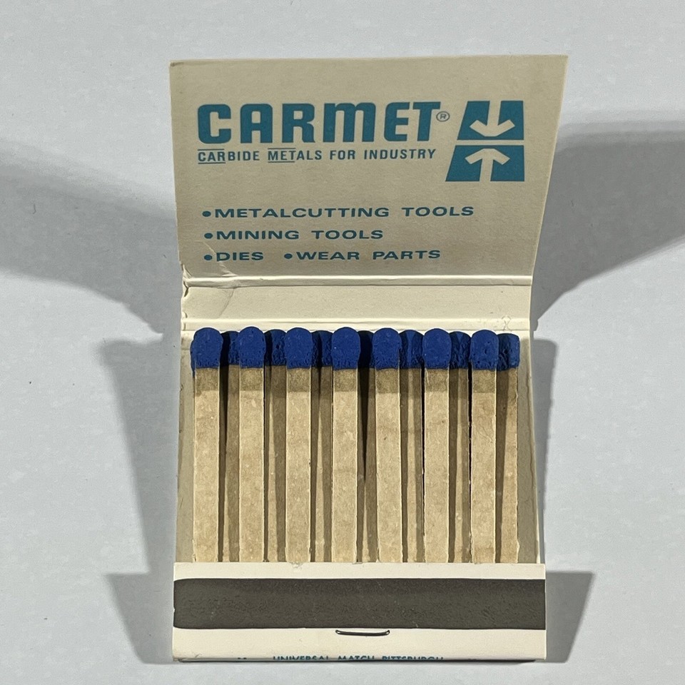 Vintage 1960s Unstruck Matchbook- Carmet Carbide Metals- Metal & Mining ...