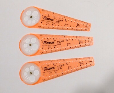 Lot of 3 Safe-T Compass Classroom Geometry Learning Teacher Orange | eBay