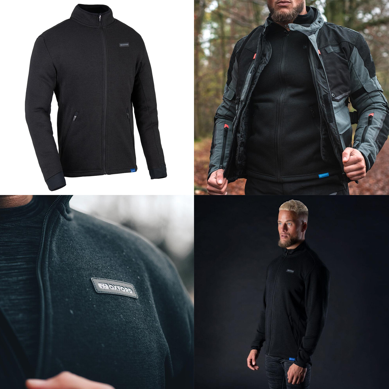 Oxford Advanced Fleece Motorcycle Mid Layer Jacket Winter Thermal Top ...