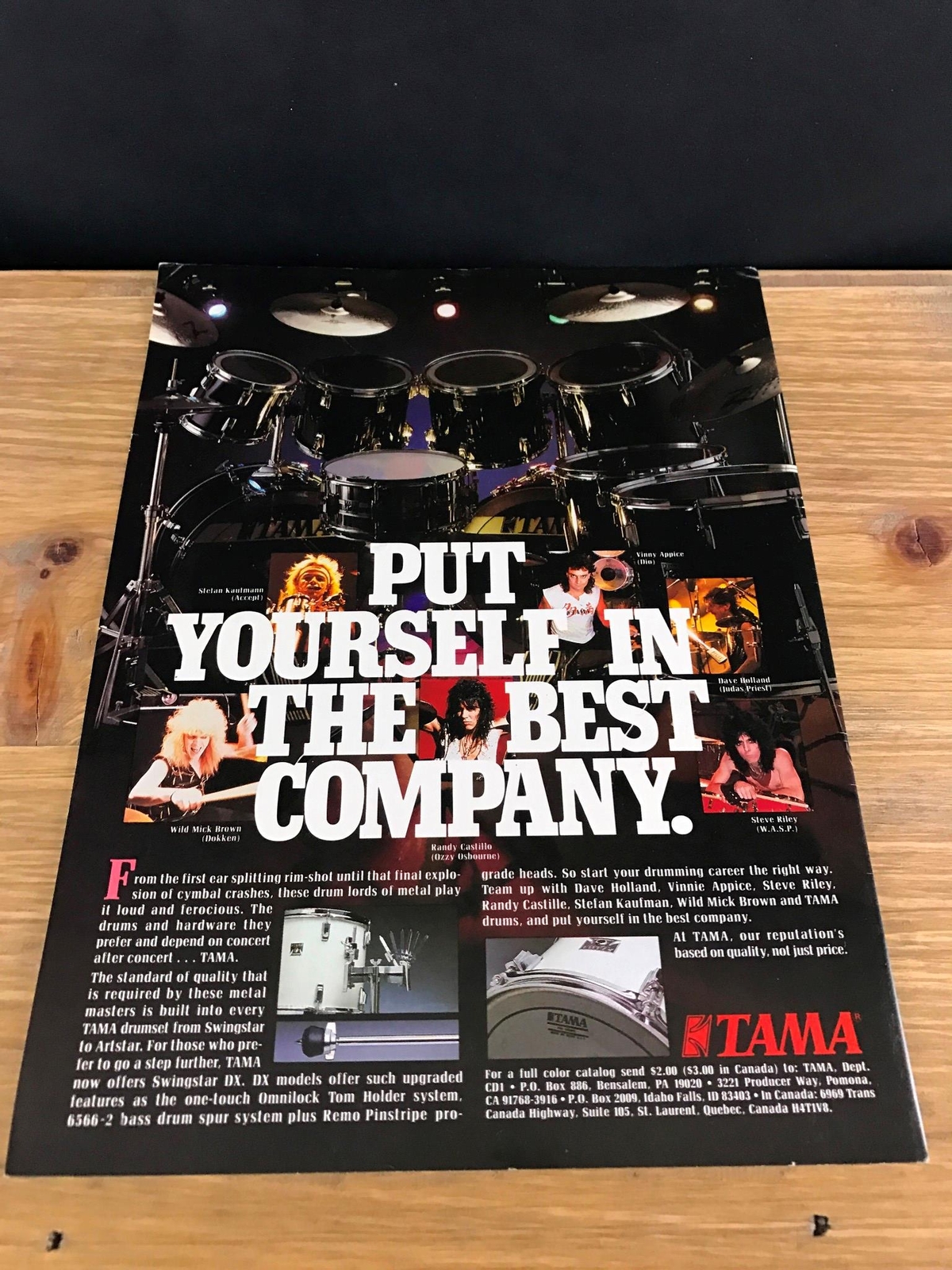 1987 VINTAGE 8X11 PRINT Ad TAMA SWINGSTAR DX DRUMS RANDY CASTILLO,VINNY ...