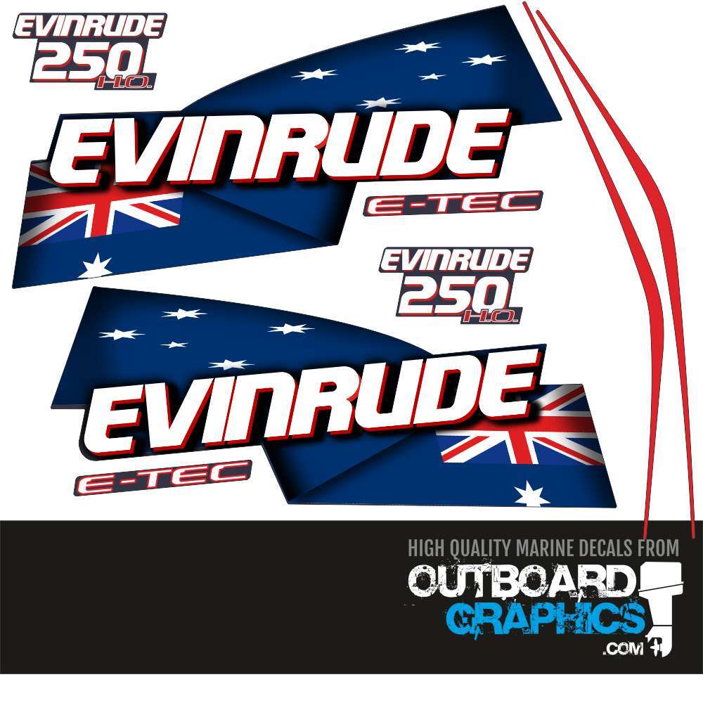 Evinrude 250hp ETEC / E-TEC outboard engine decals/sticker kit ...