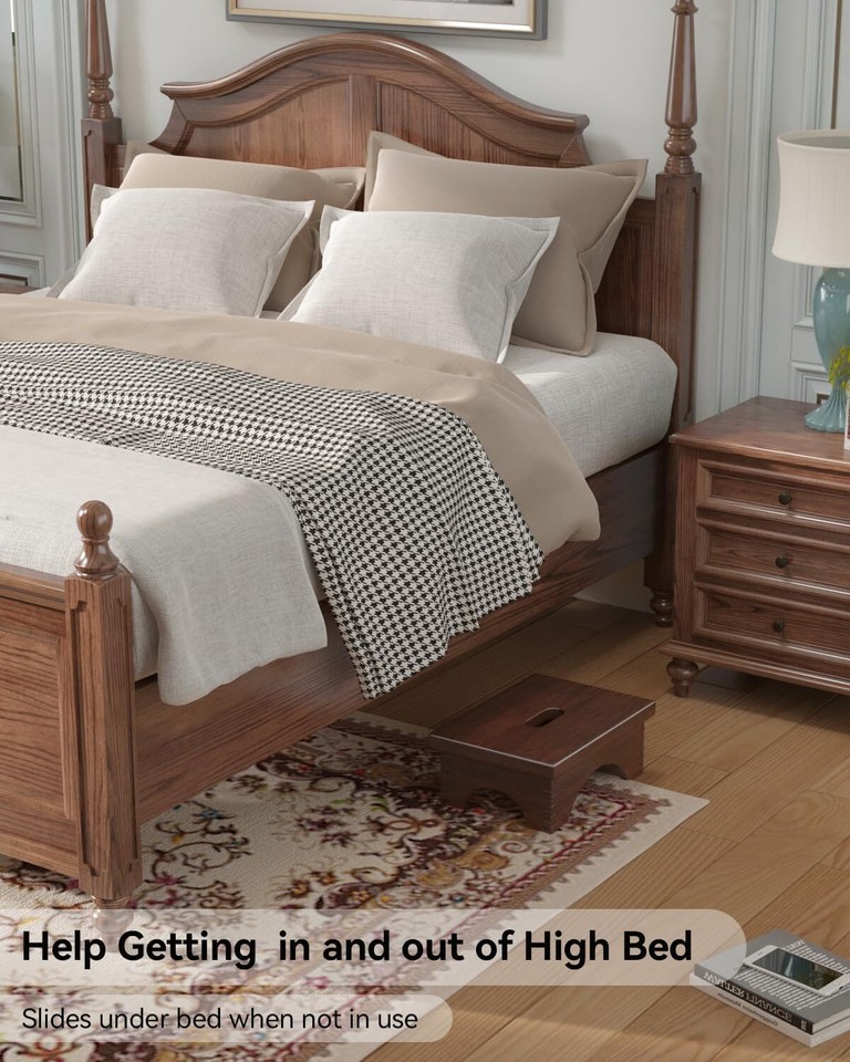 Wooden Step Stool, Adult Single Step Stool, Wooden Bedside Step Stool ...