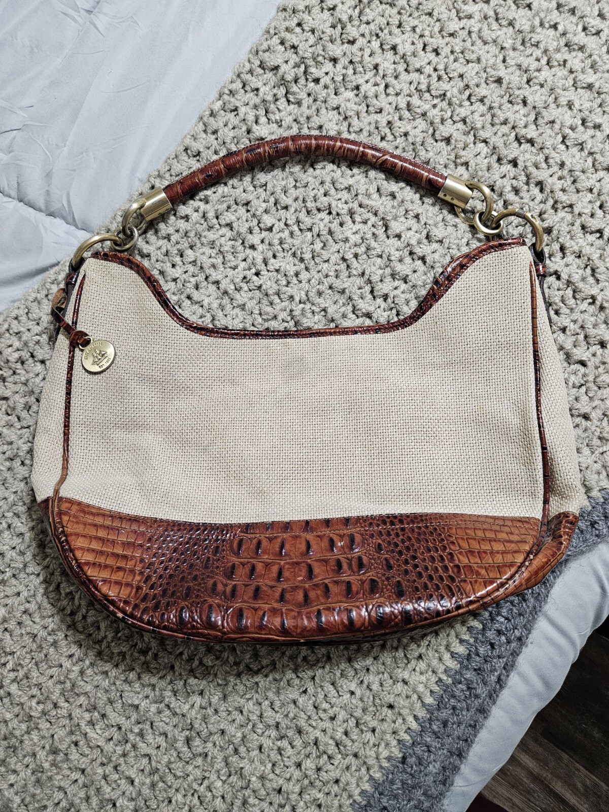 Rare Vintage Brahmin Handbag Purse Duxberry Pecan Harbor Hobo Shoulder ...