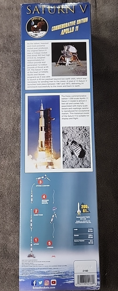 Estes Saturn V 1/200 scale New Model Rocket Kit Ready to Fly KIT Free ...