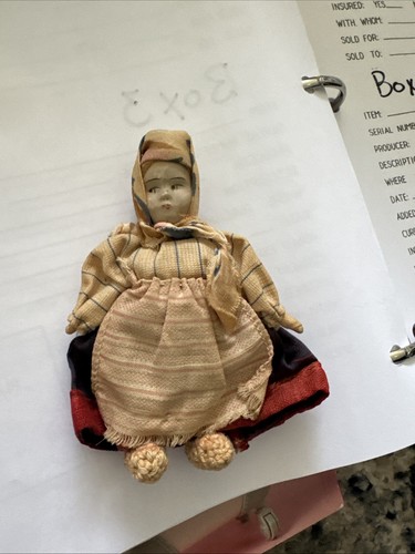 Russian Doll primitive clay face rope feet small girl VINTAGE | eBay
