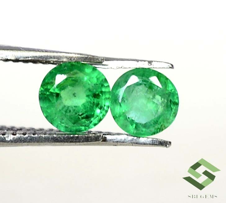4.50 mm Certified Natural Emerald Round Cut Pair 0.66 CTS Untreated ...