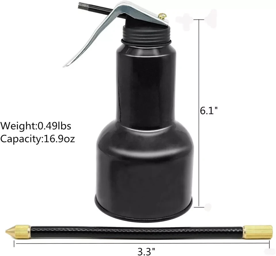Metal Oil Can, Oil Pump Can with Spout Flexible, Hand Pump Oiler Can ...