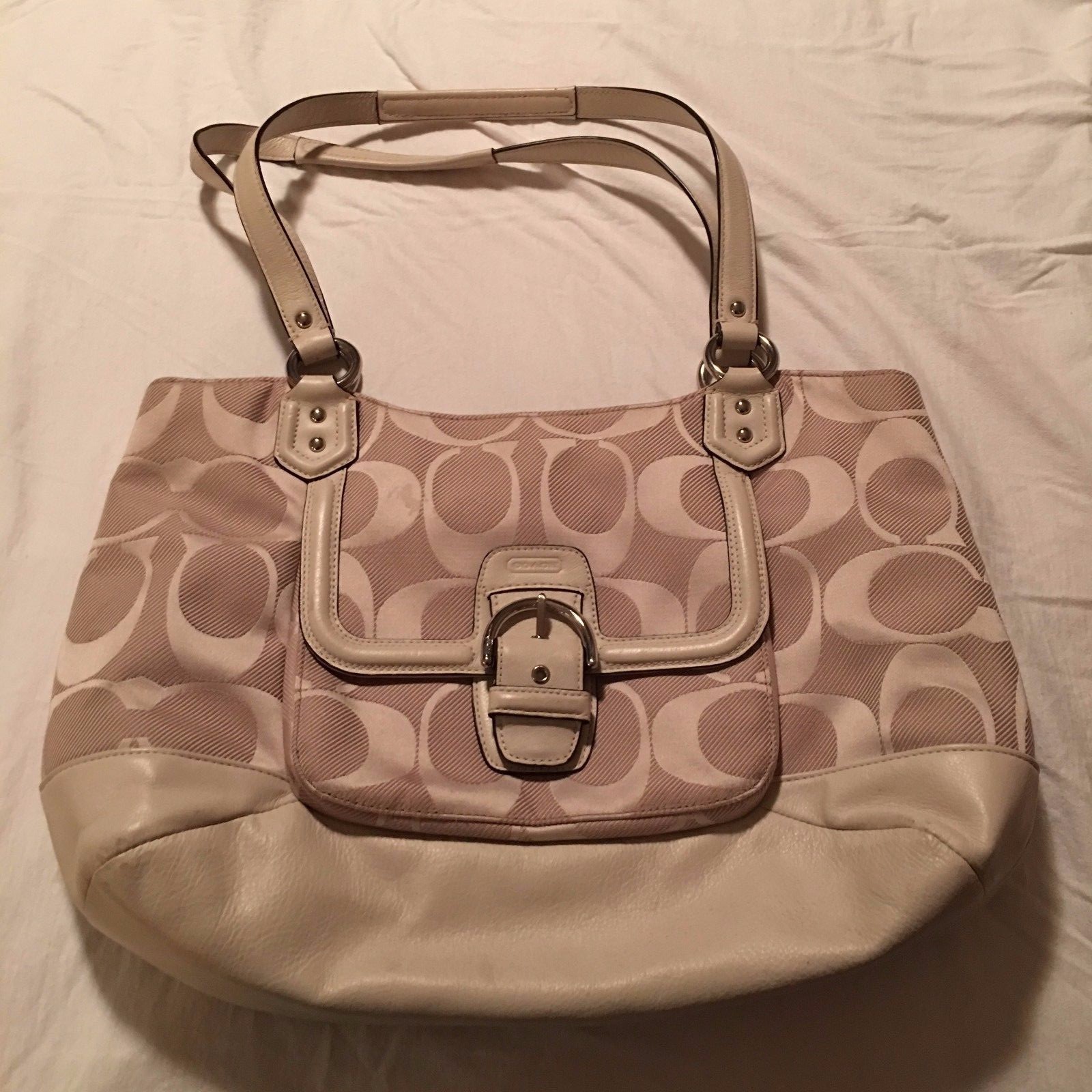 Coach Abby Signature Carryall Khaki/Parchment Tote Bag - Gem