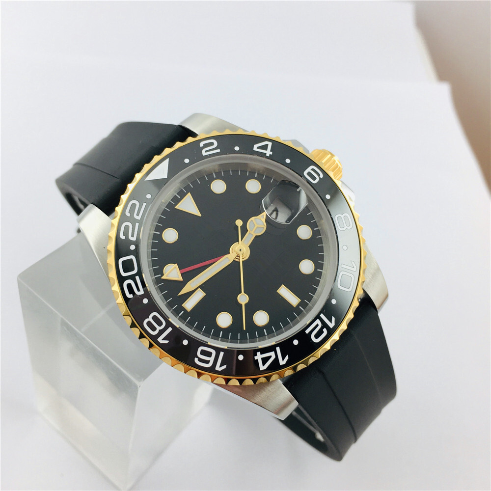 40mm sterile black dial GMT ceramic Bezel sapphire crystal automatic ...