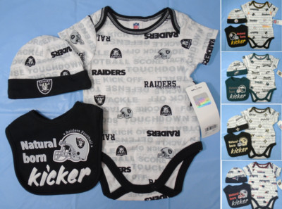 Gerber NFL Baby Infant 3 Piece Bodysuit, Bib & Cap Natural Born Kicker ...